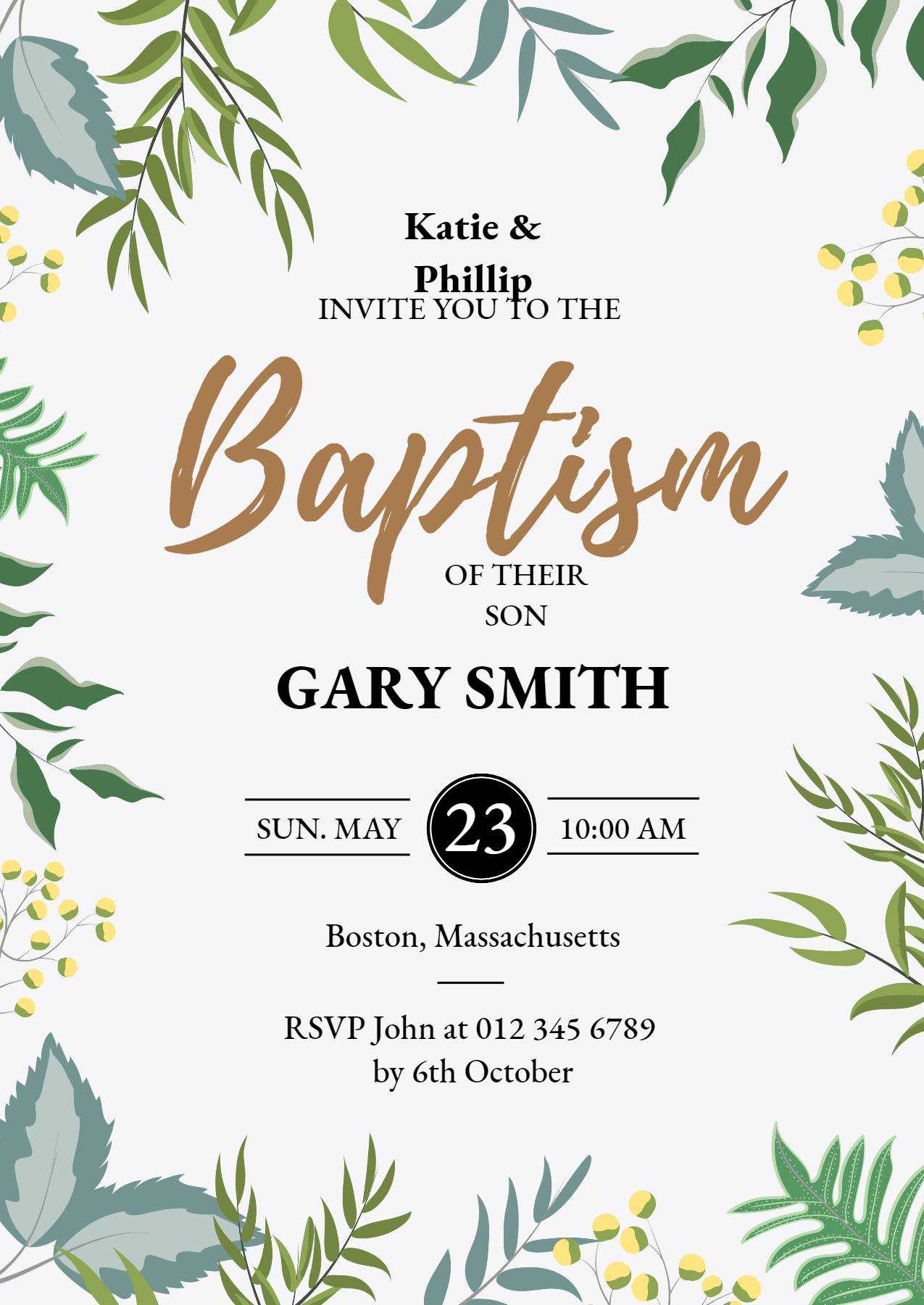 Printable Templates Of Baptism Invitations Online Free Fotor