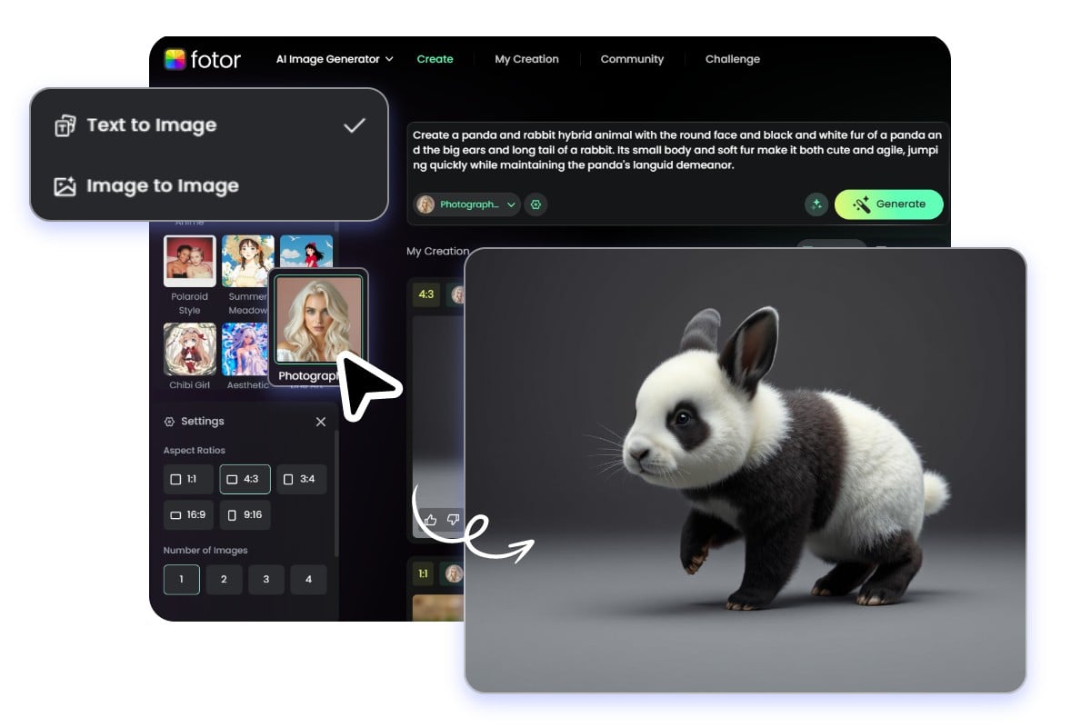 Free Online AI Animal Hybrid Generator | Fotor
