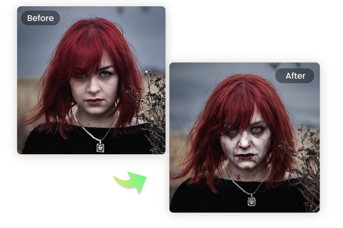 Halloween Face Changer: Turn Face into Scary Halloween Face Online | Fotor