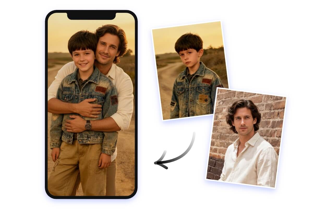 Hug My Younger Self - Create AI Hug Photo Online Free | Fotor