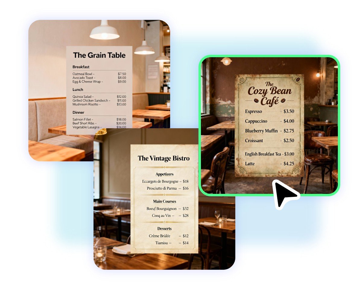 AI Menu Generator: Create a Menu with Smart Auto Layout | Fotor