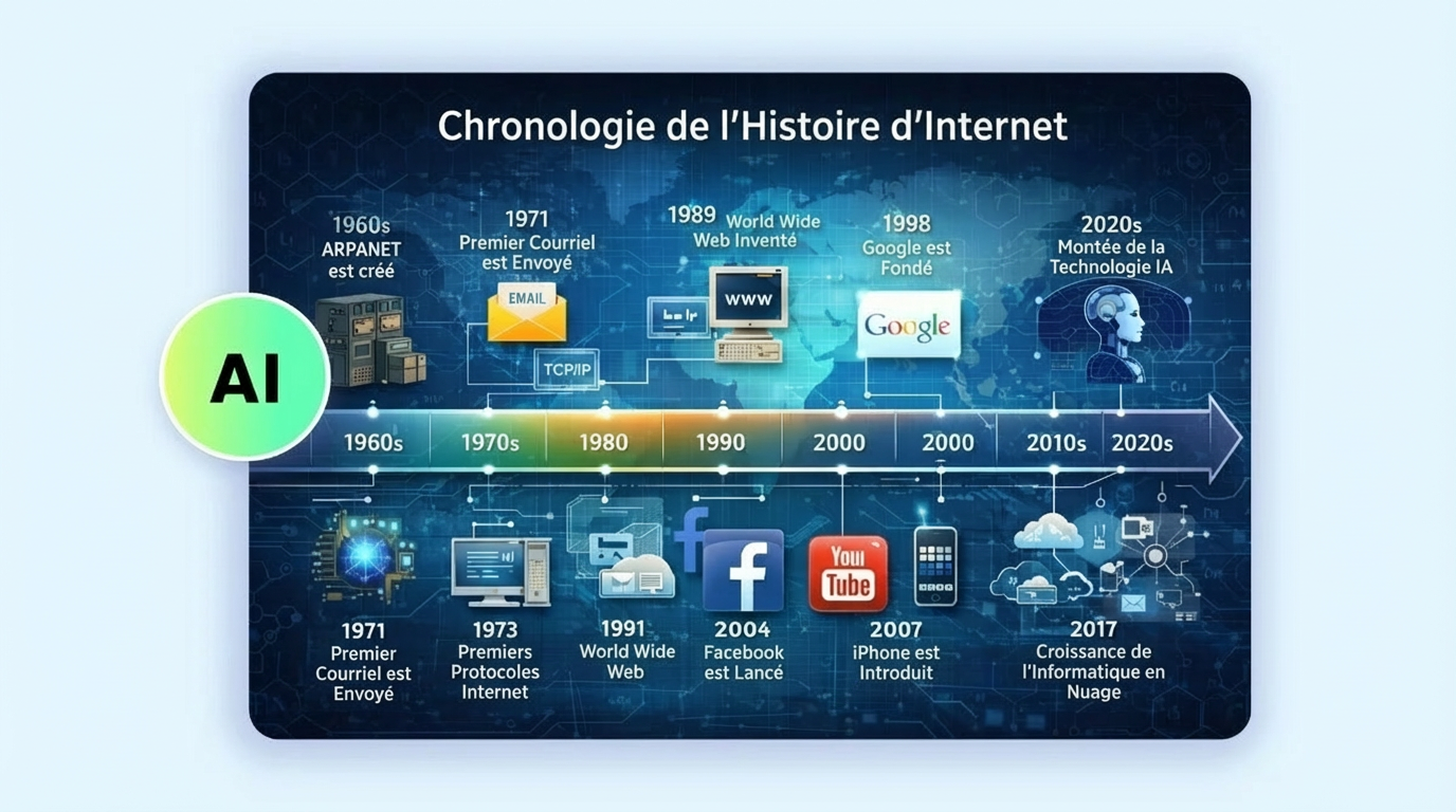 Générateur de frise chronologique IA gratuit | Fotor